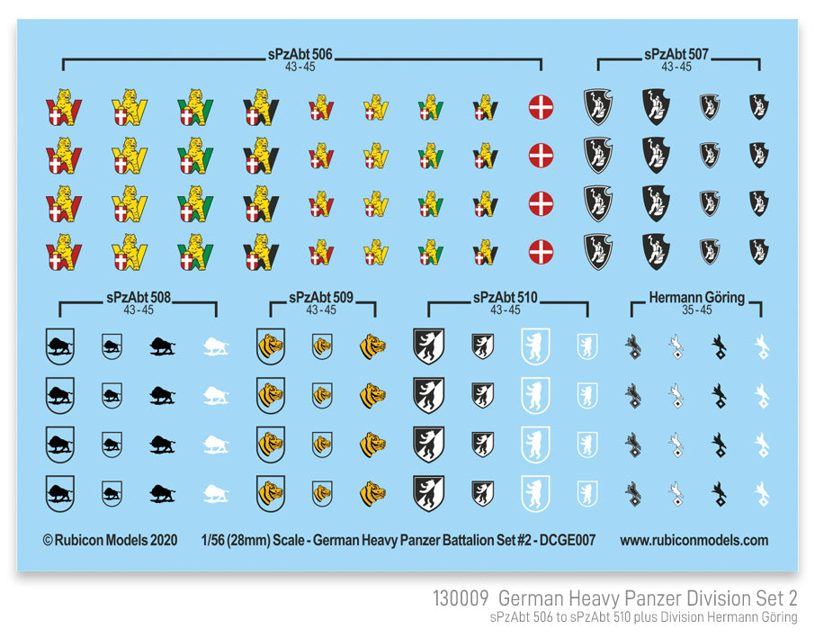 130009 - German Heavy Panzer Battalion Set 2 Decal Sheet – Rubicon ...